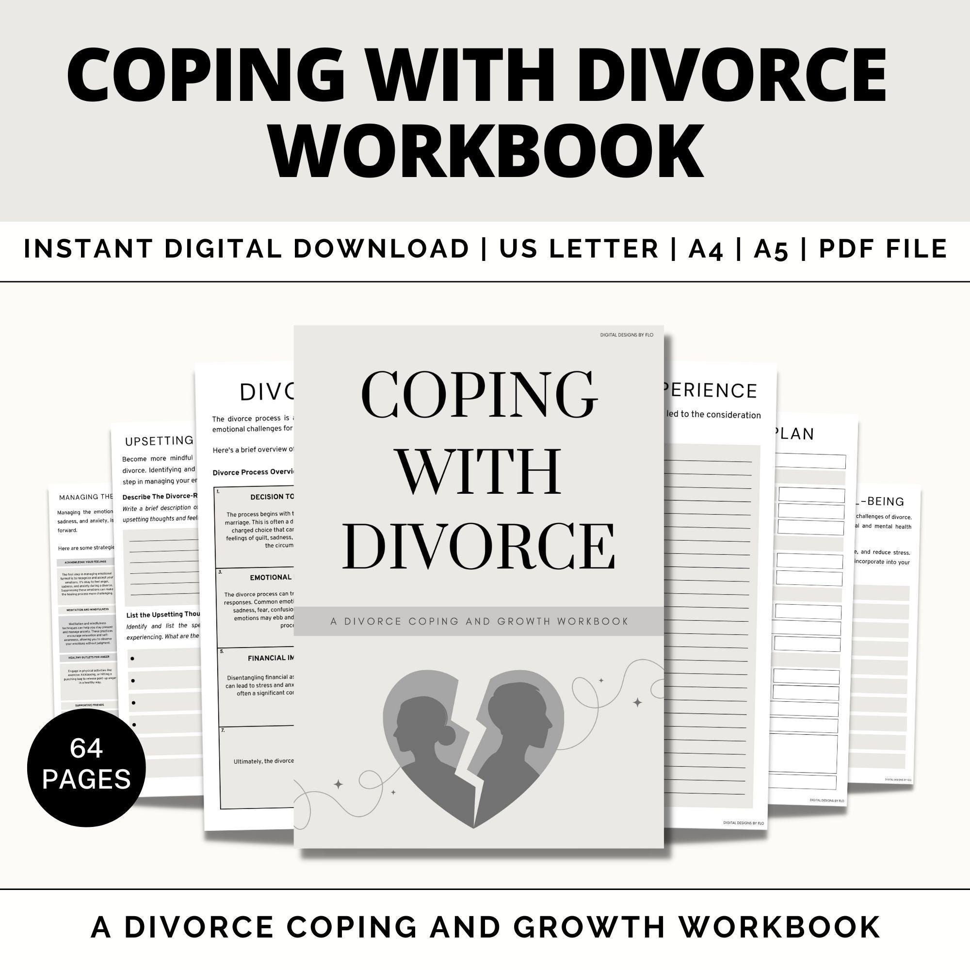 Divorce Therapy Workbook, Coping With Divorce for Adults, Breakup ...