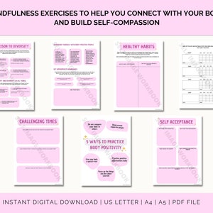 Body Image Worksheet, Body Positivity Workbook, Therapy Worksheet, Self ...