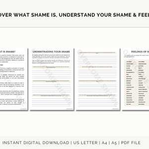 Overcome Shame Workbook Printable, Shame, Guilt, Embarrassment Distinct ...