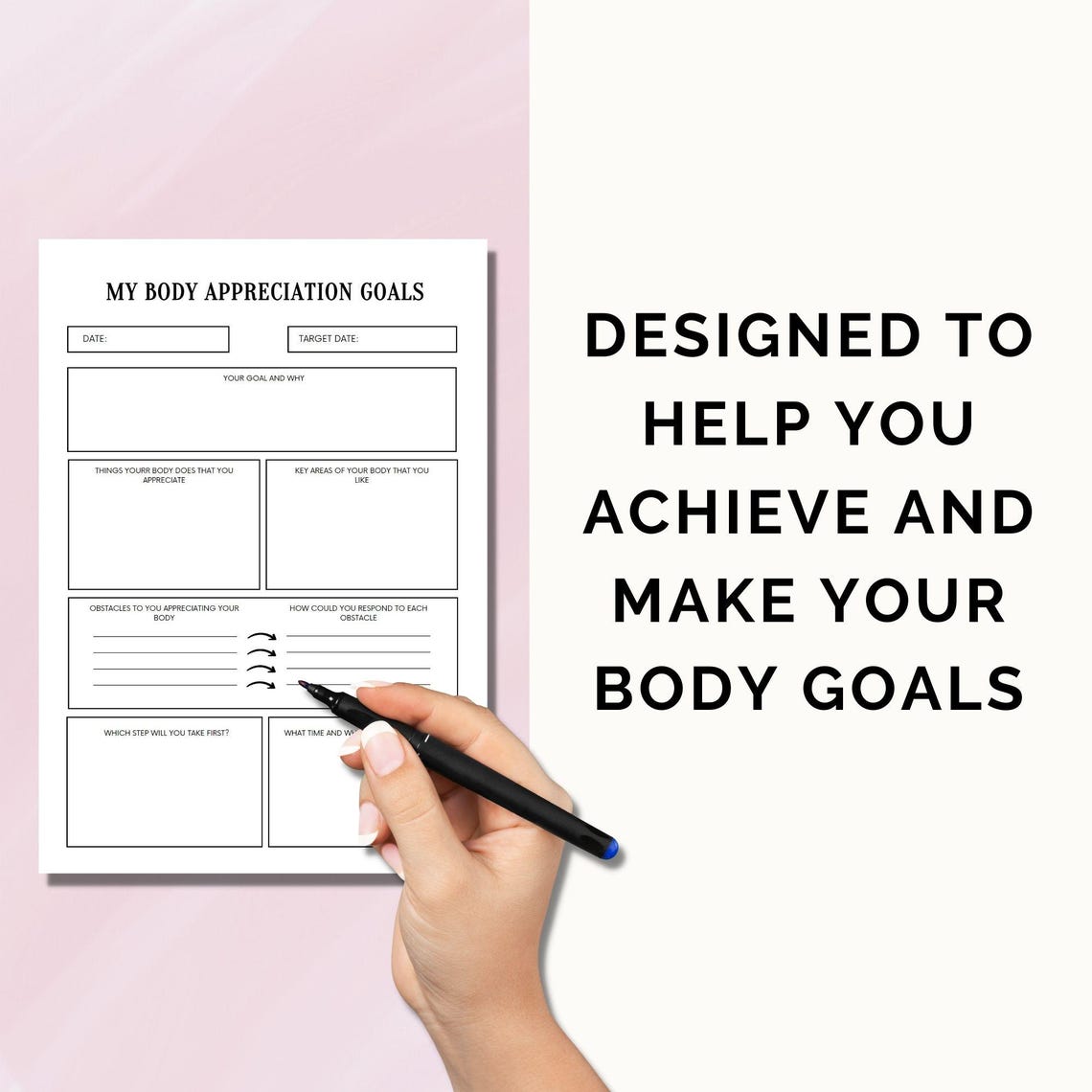 Goal Setting for Body Image, Body Image Worksheet, Body Positivity ...