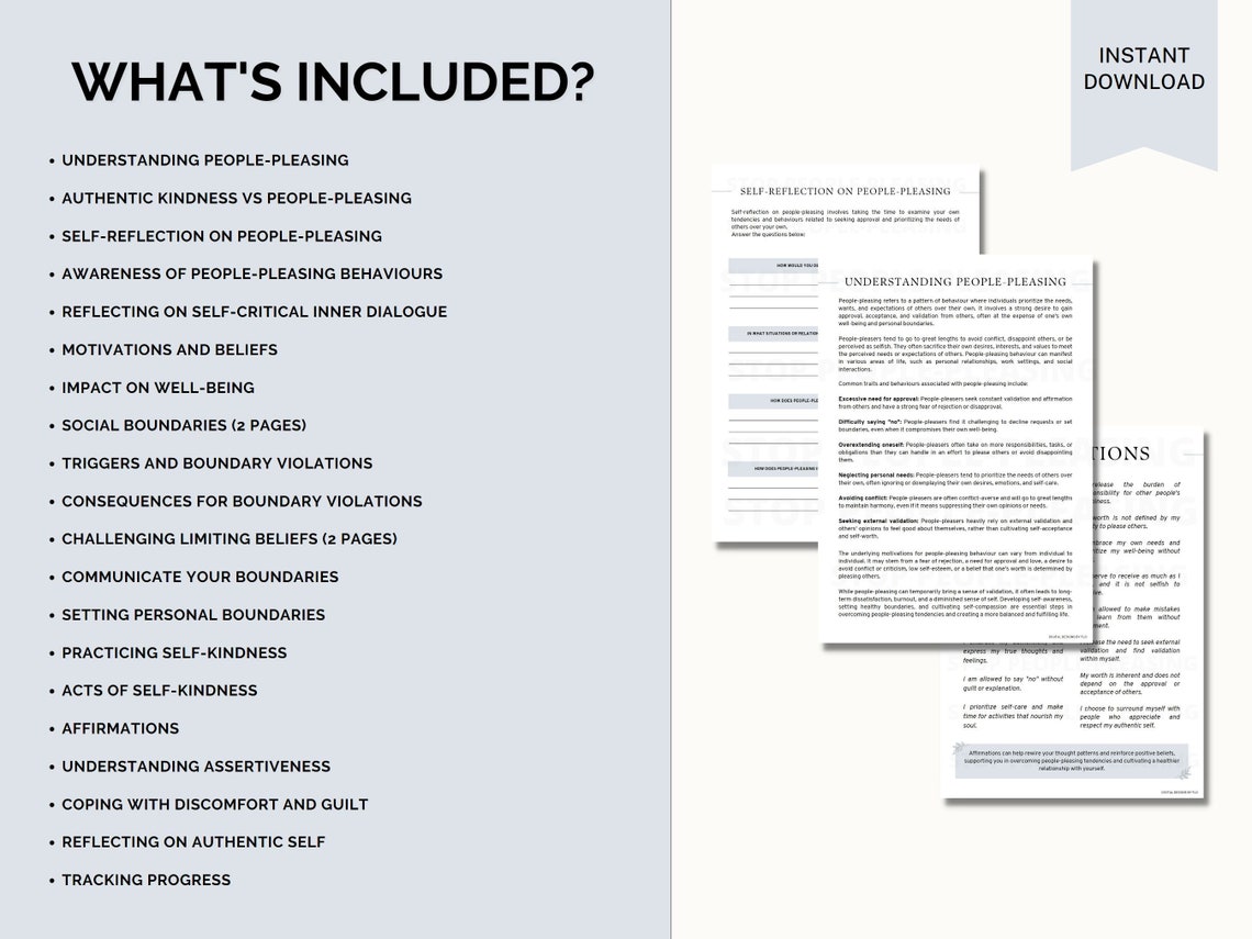 People Pleasing Workbook Printable, Self-love Workbook, Self-awareness ...