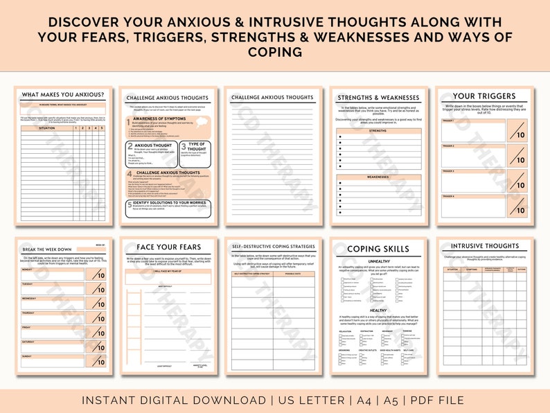 OCD Workbook, OCD Therapy Planner Printable, Obsessive Compulsive ...