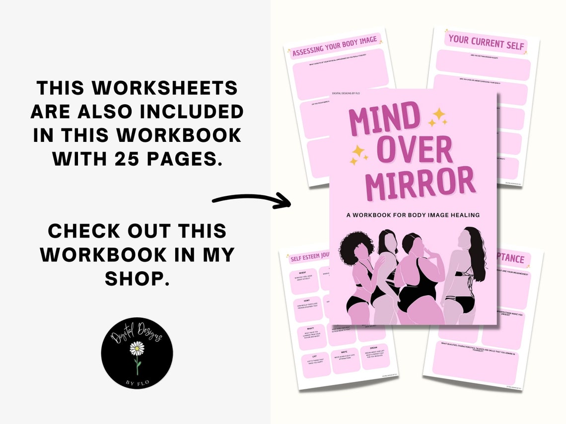 Body Image Worksheets, Body Positivity Workbook, Therapy Worksheet ...