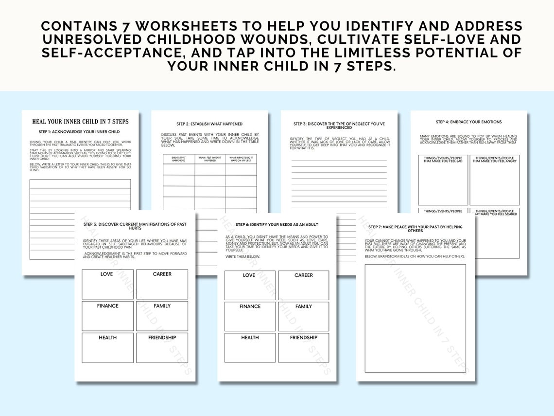 Inner Child Worksheets Printable, Inner Child Workbook, Inner Child ...