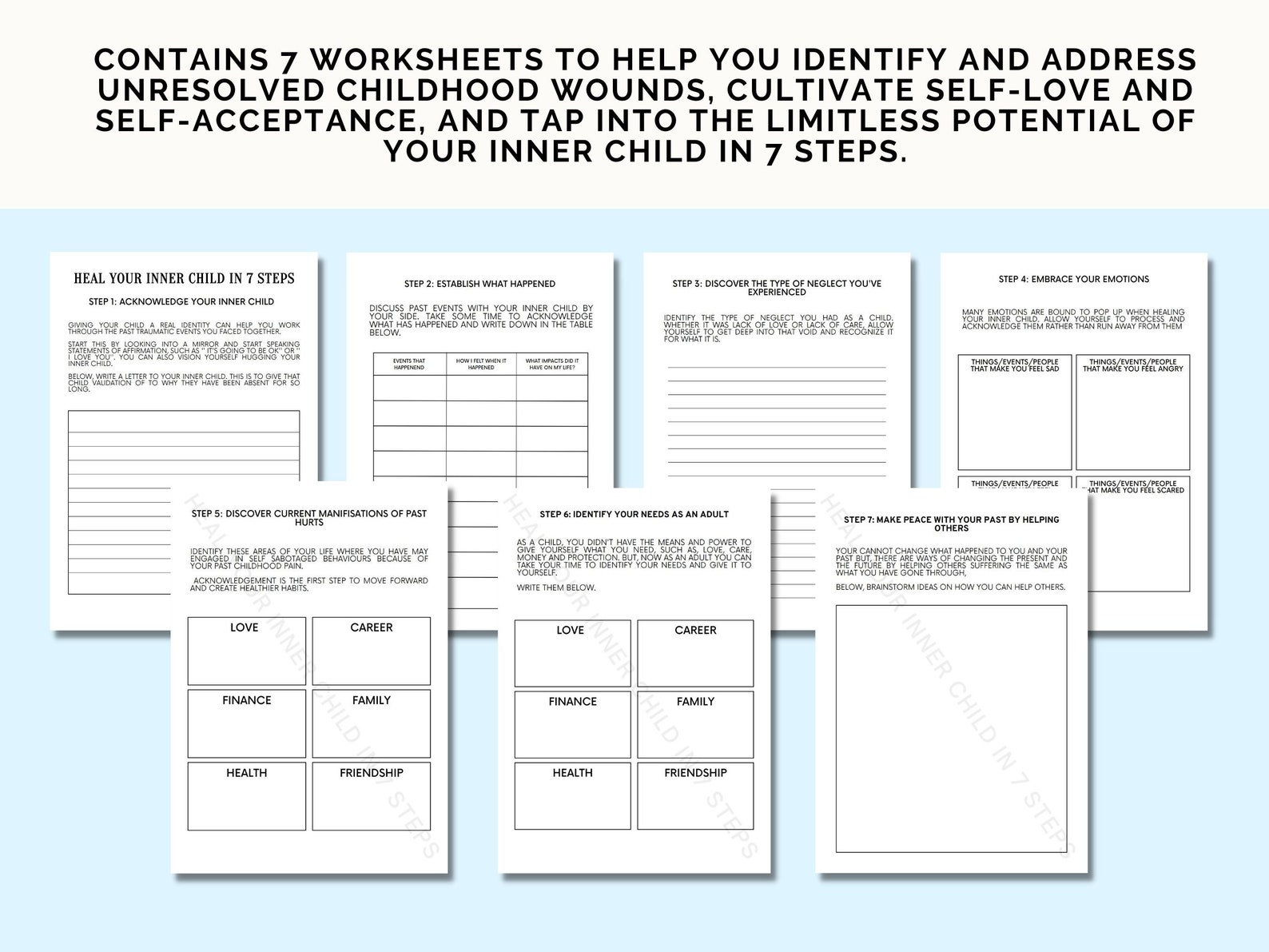 Inner Child Worksheets Printable, Inner Child Workbook, Inner Child ...