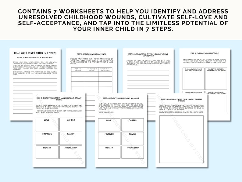 Inner Child Worksheets Printable, Inner Child Workbook, Inner Child ...