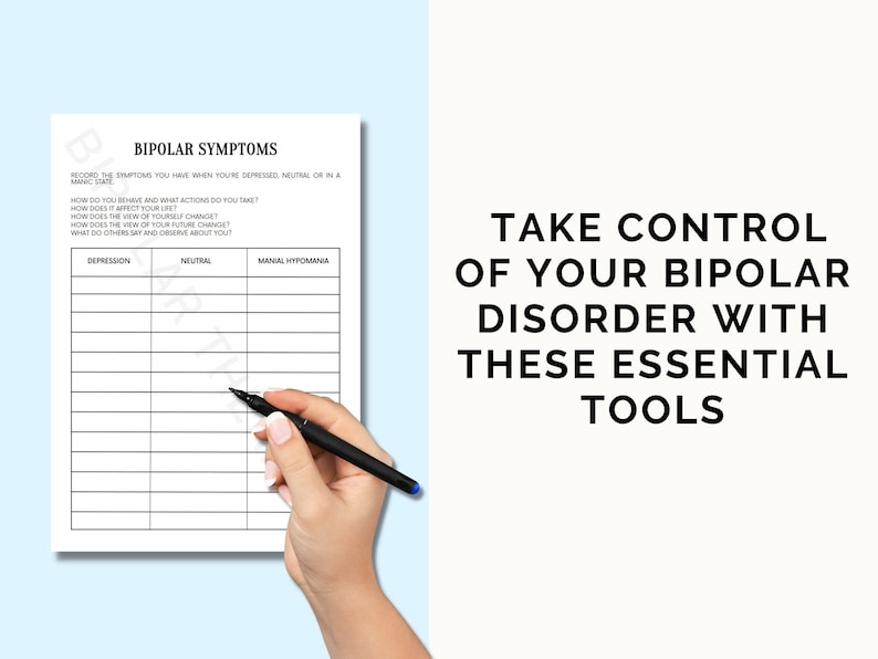 Bipolar Therapy Worksheets, Bipolar Journal Printable, Bipolar Disorder ...