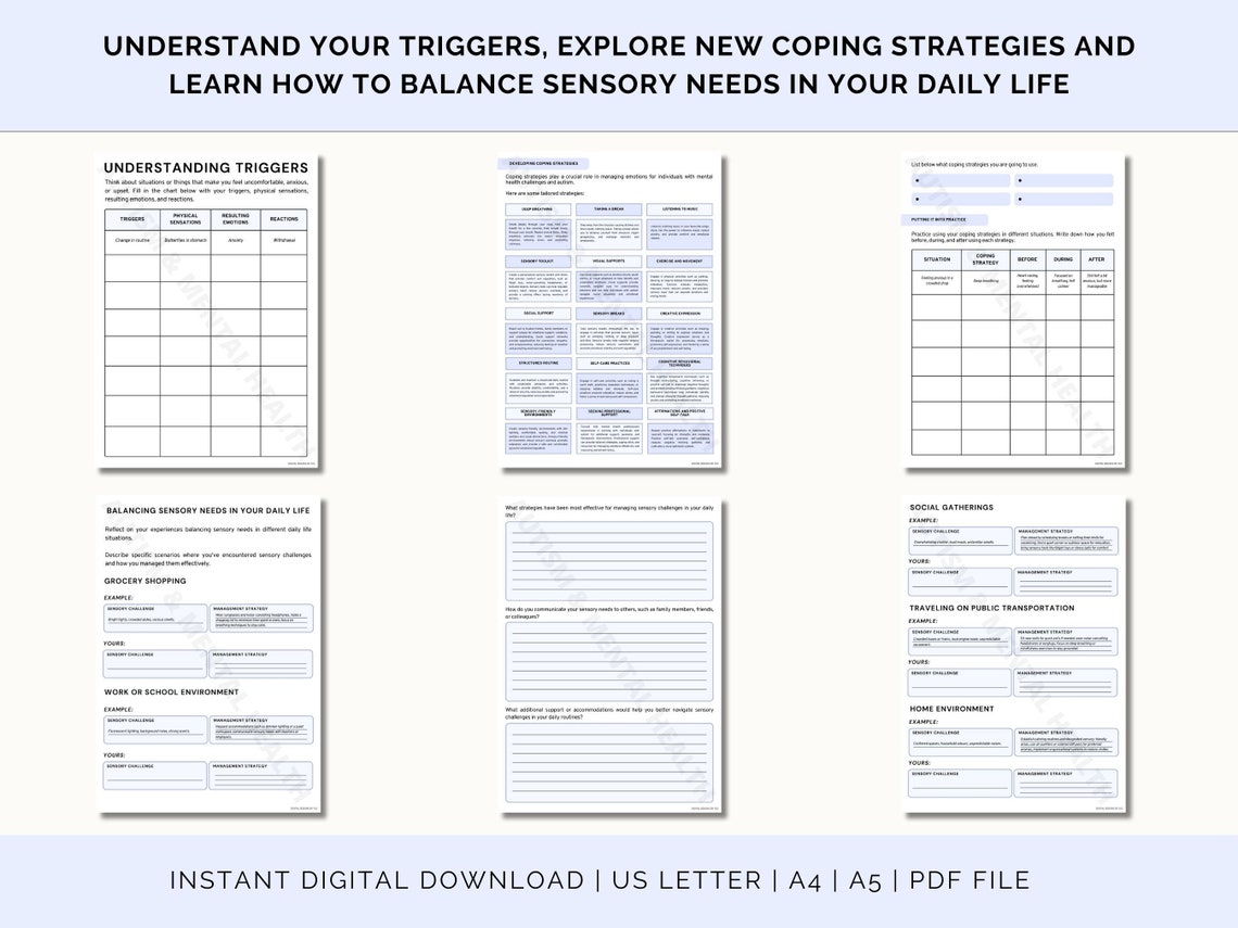 Workbook for Autism and Mental Health, Sensory Journal, Neurodivergent ...