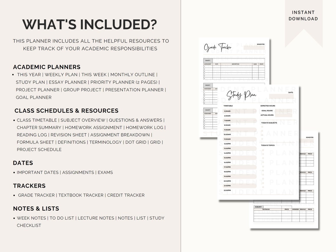 The Ultimate Student Planner Printable, Study Planner, Academic Planner ...