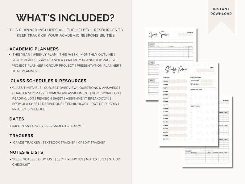 The Ultimate Student Planner Printable, Study Planner, Academic Planner ...