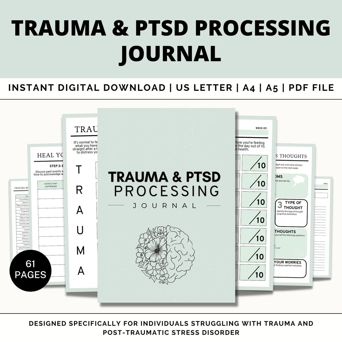 PTSD Workbook, Trauma Workbook, Trauma Therapy, Trauma Journal, PTSD ...