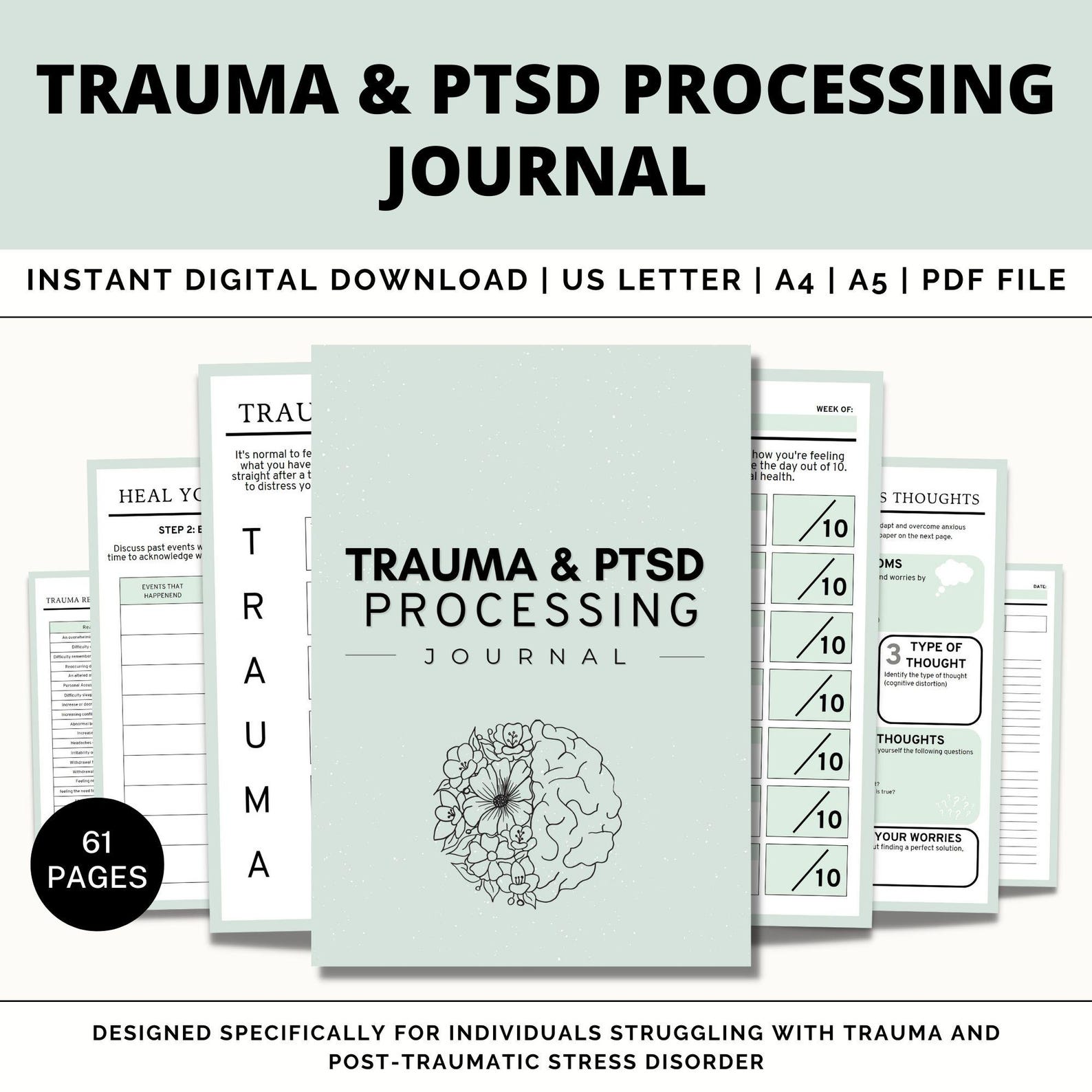 PTSD Workbook, Trauma Workbook, Trauma Therapy, Trauma Journal, PTSD ...