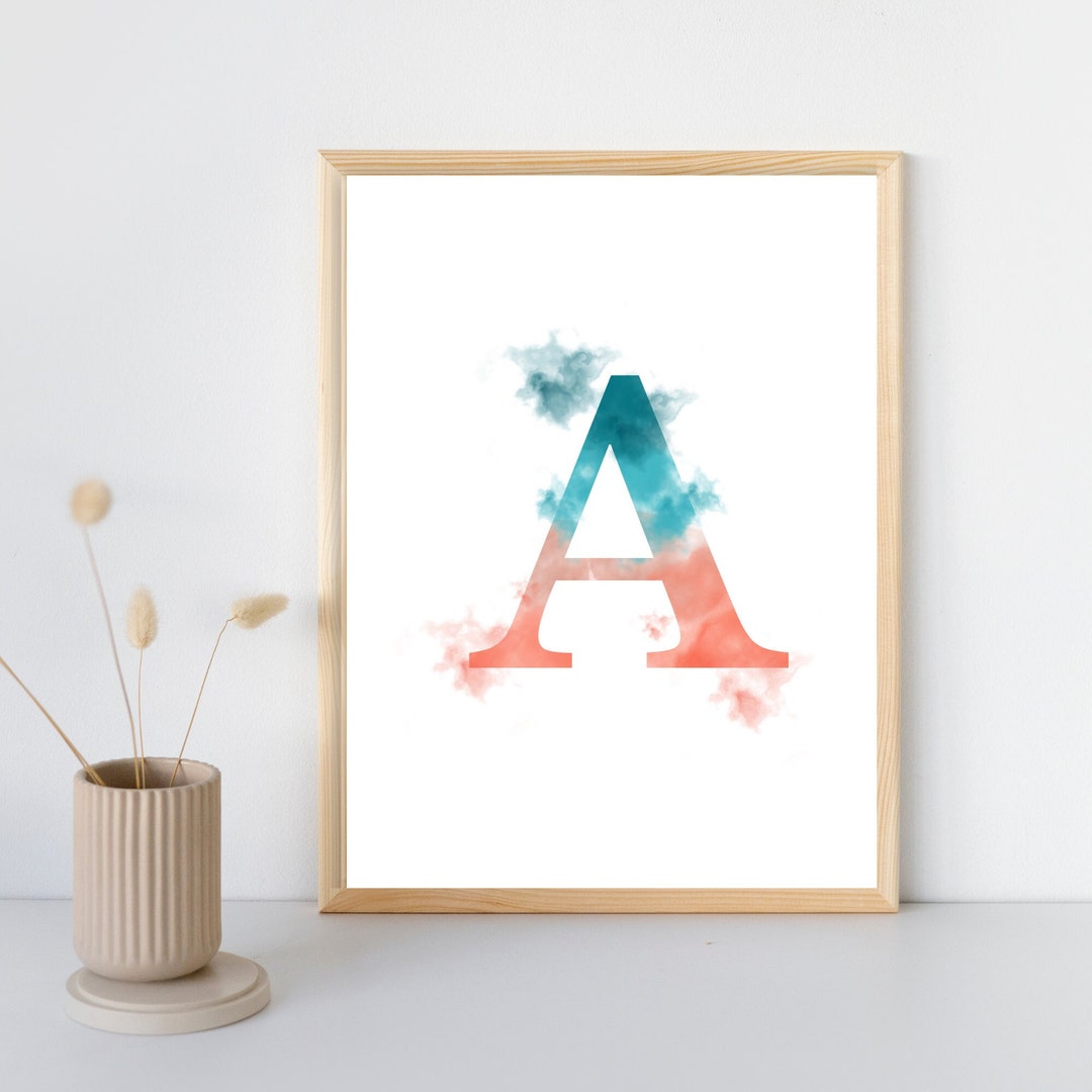 Digital Download Letter A - Watercolor Letter Wall Art, Nursery Wall ...