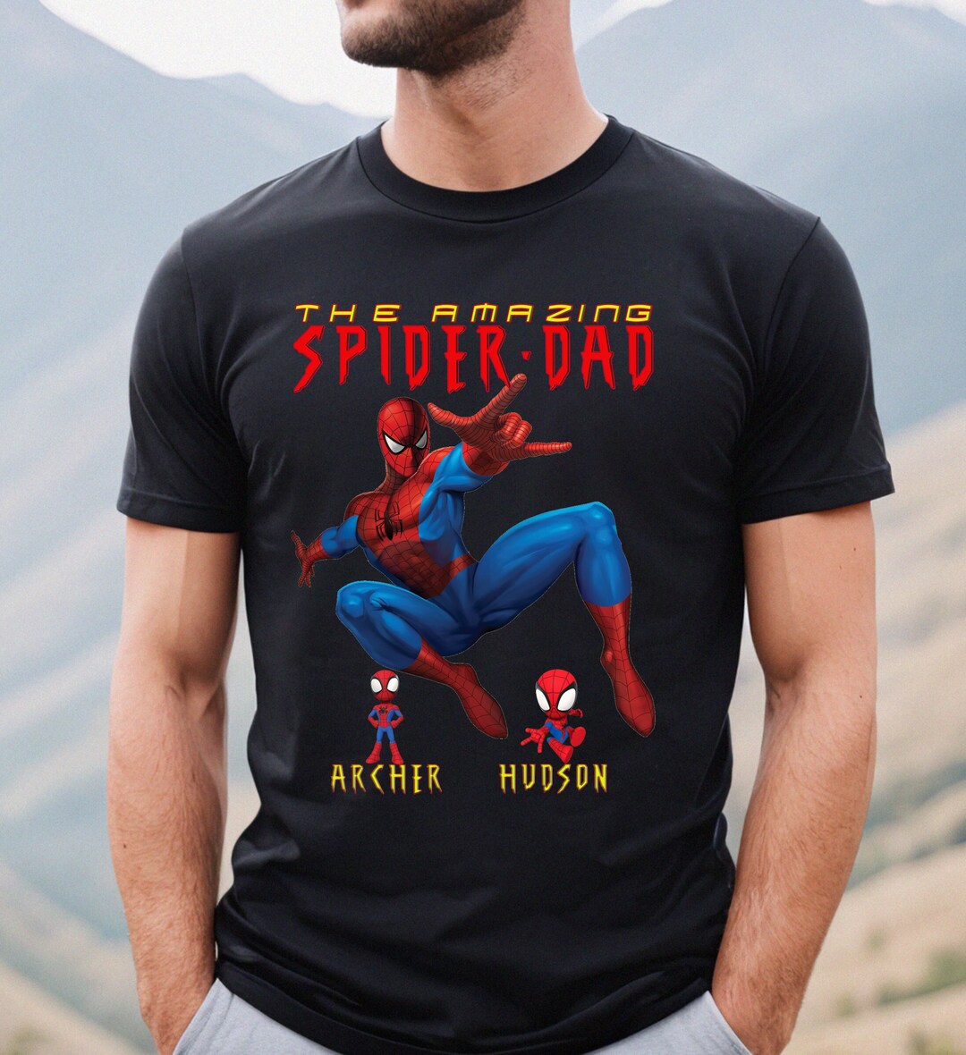 Personalized Spider-dad and Kids Matching Superhero Tee, Christmas Gift ...