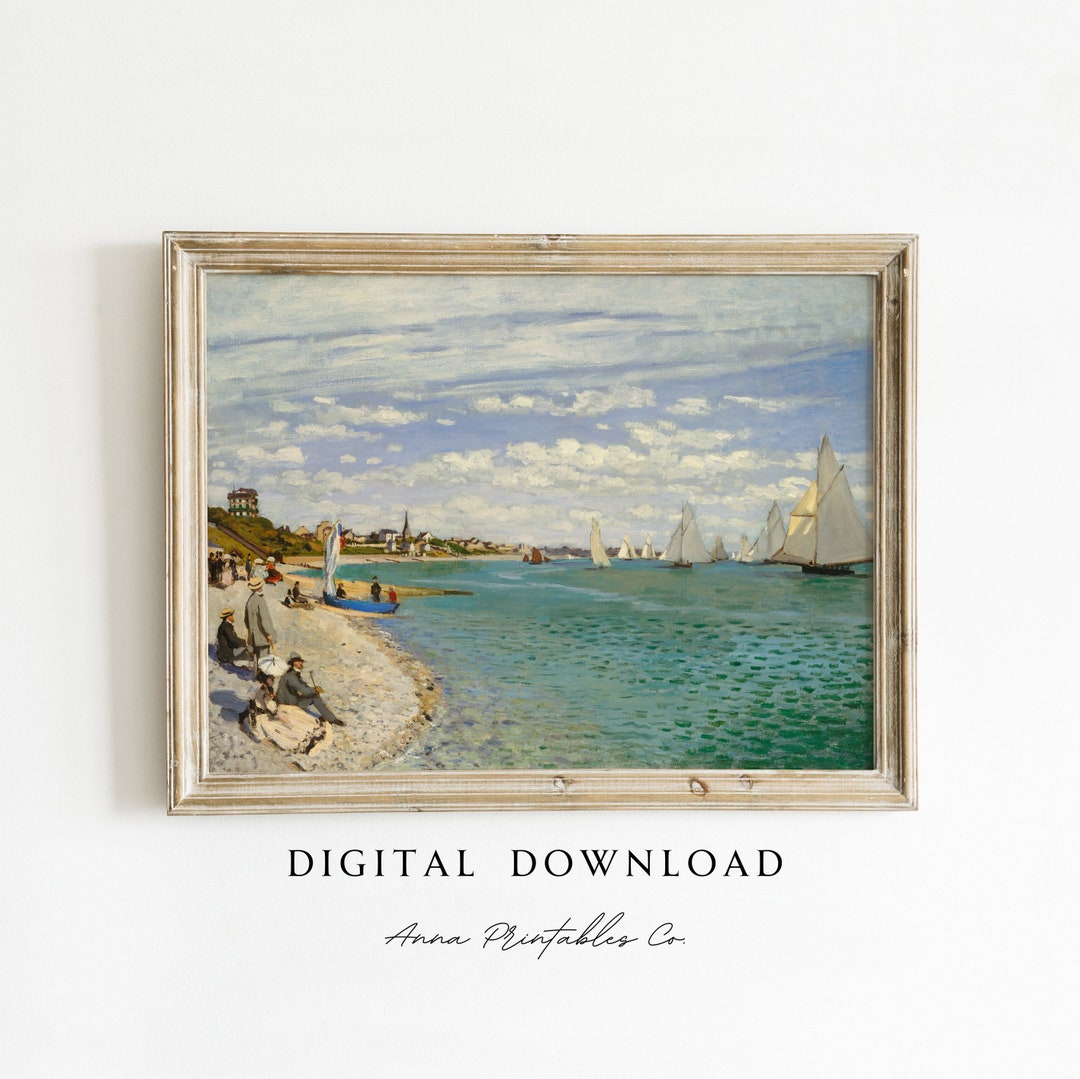 Claude Monet Beach Painting DIGITAL DOWNLOAD | Vintage Coastal ...