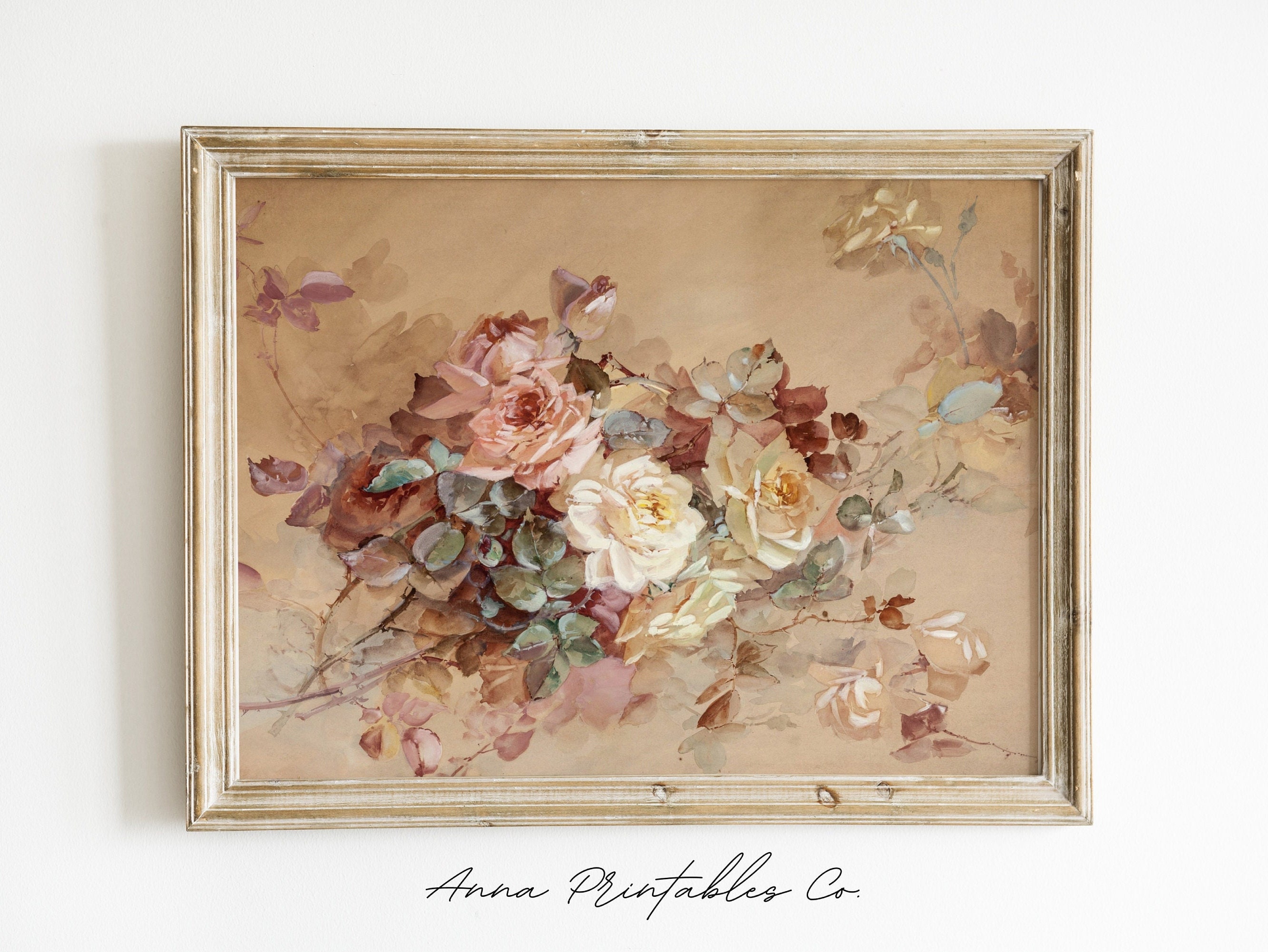 A Bundle of Roses Antique Rose Painting for Digital Download - Etsy
