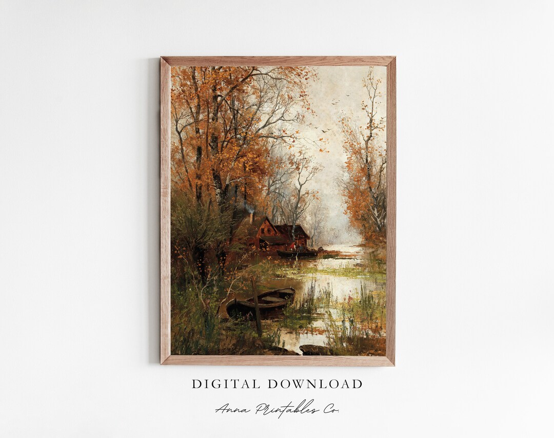 Antique Autumn Painting DIGITAL DOWNLOAD | Vintage Fall Printable Wall ...