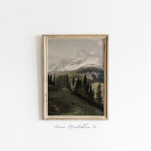 Vintage Mountain Scene Set of 2 Prints | Antique Landscape Painting ...