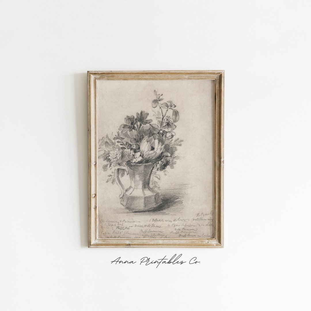 Floral Sketches Antique Flower Drawing From Sketchbook for - Etsy