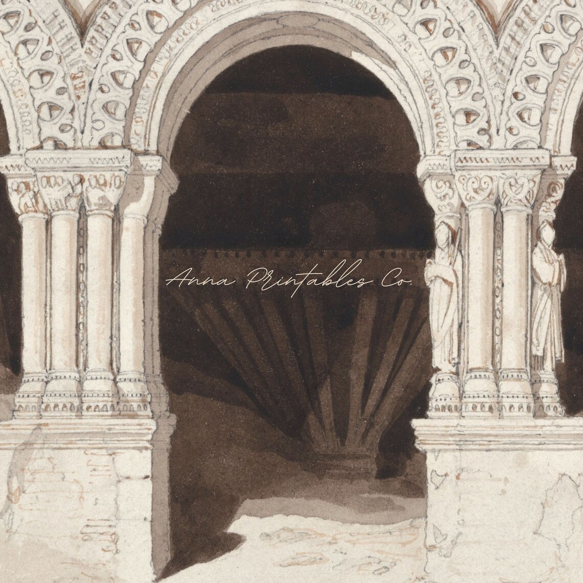 Arches | Classical Architecture Watercolor Painting for Digital ...