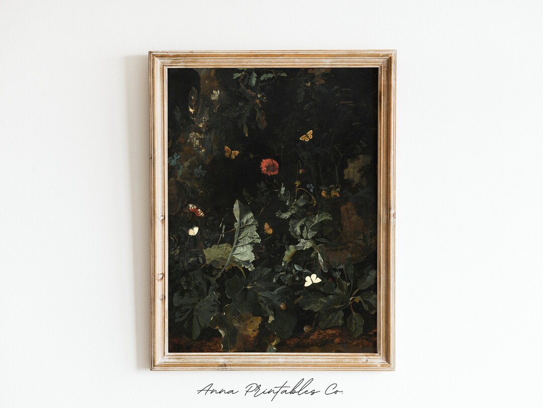 Poppy Forest Floor With Poppies and Butterflies Vintage Oil - Etsy