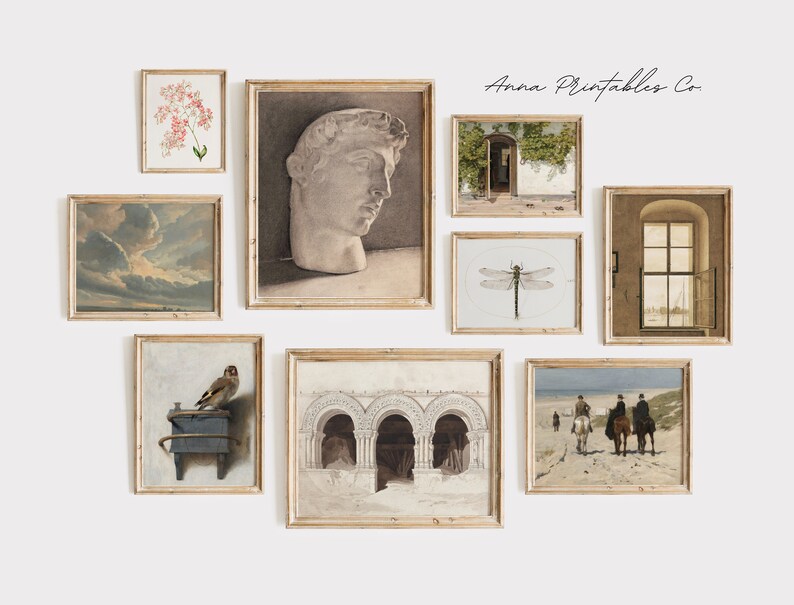 A Light Academia Gallery Set of 9 Vintage Prints for Digital - Etsy