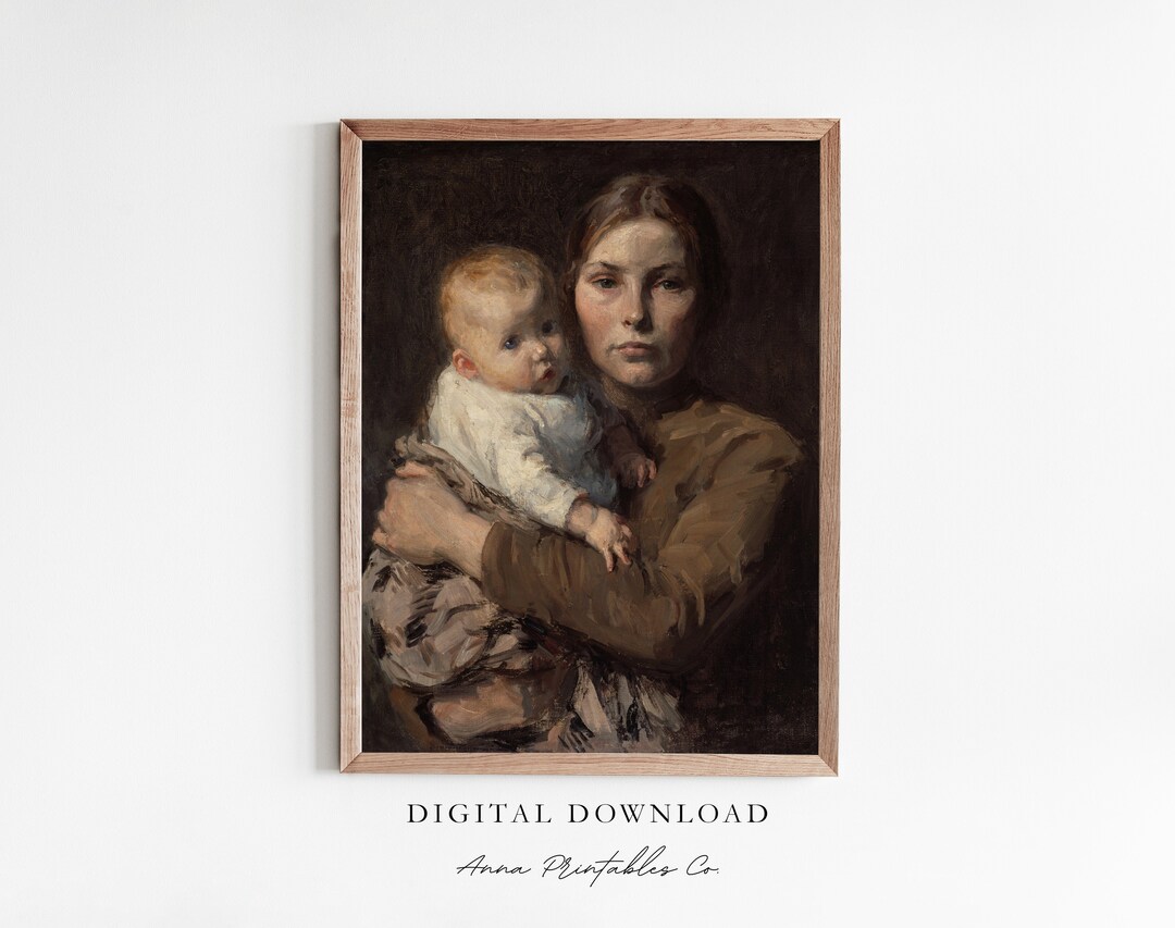 Mother and Child | Antique Portrait Painting for Digital Download ...