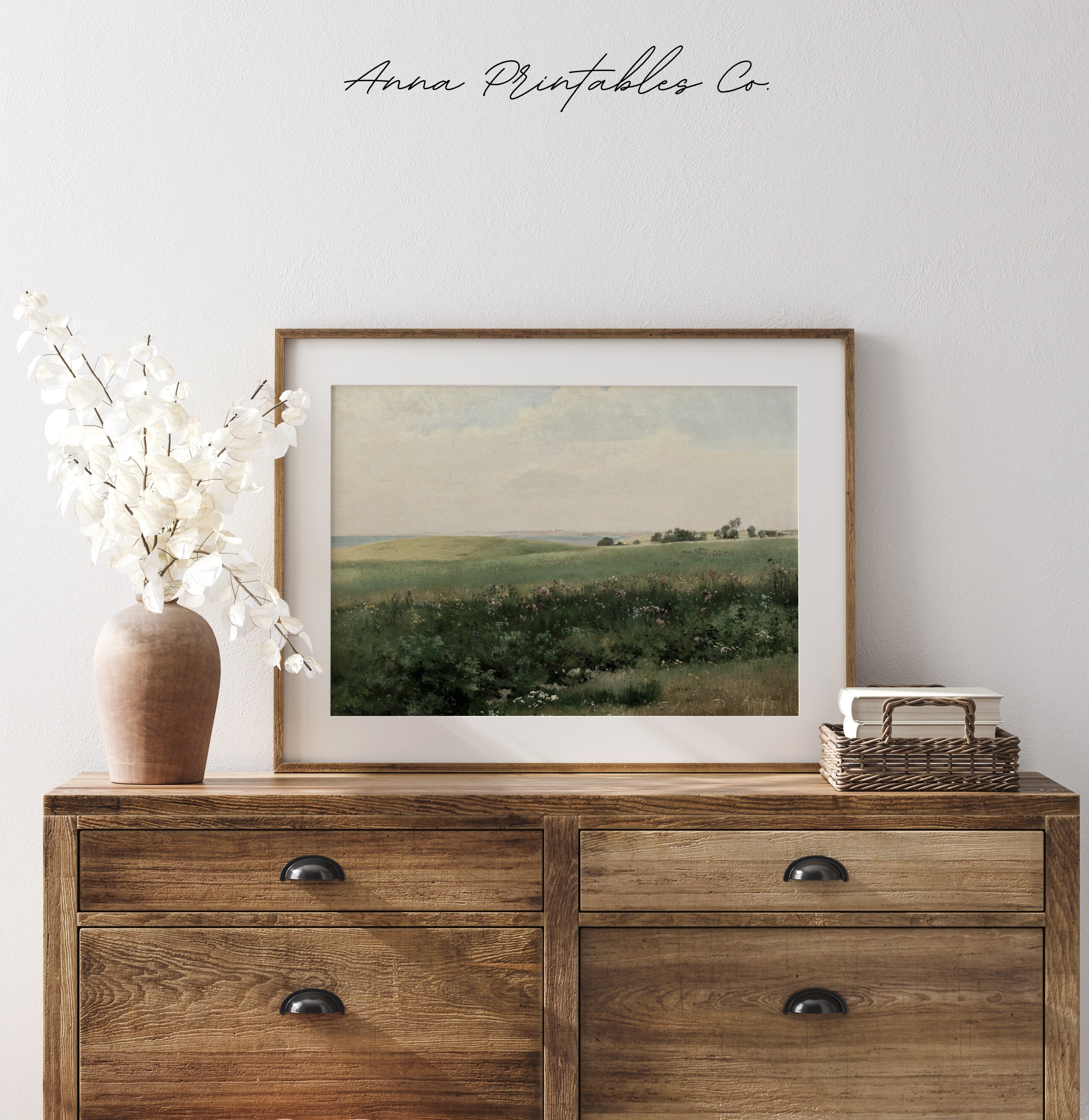 Green Pastures | Antique Countryside Landscape Painting for Digital ...