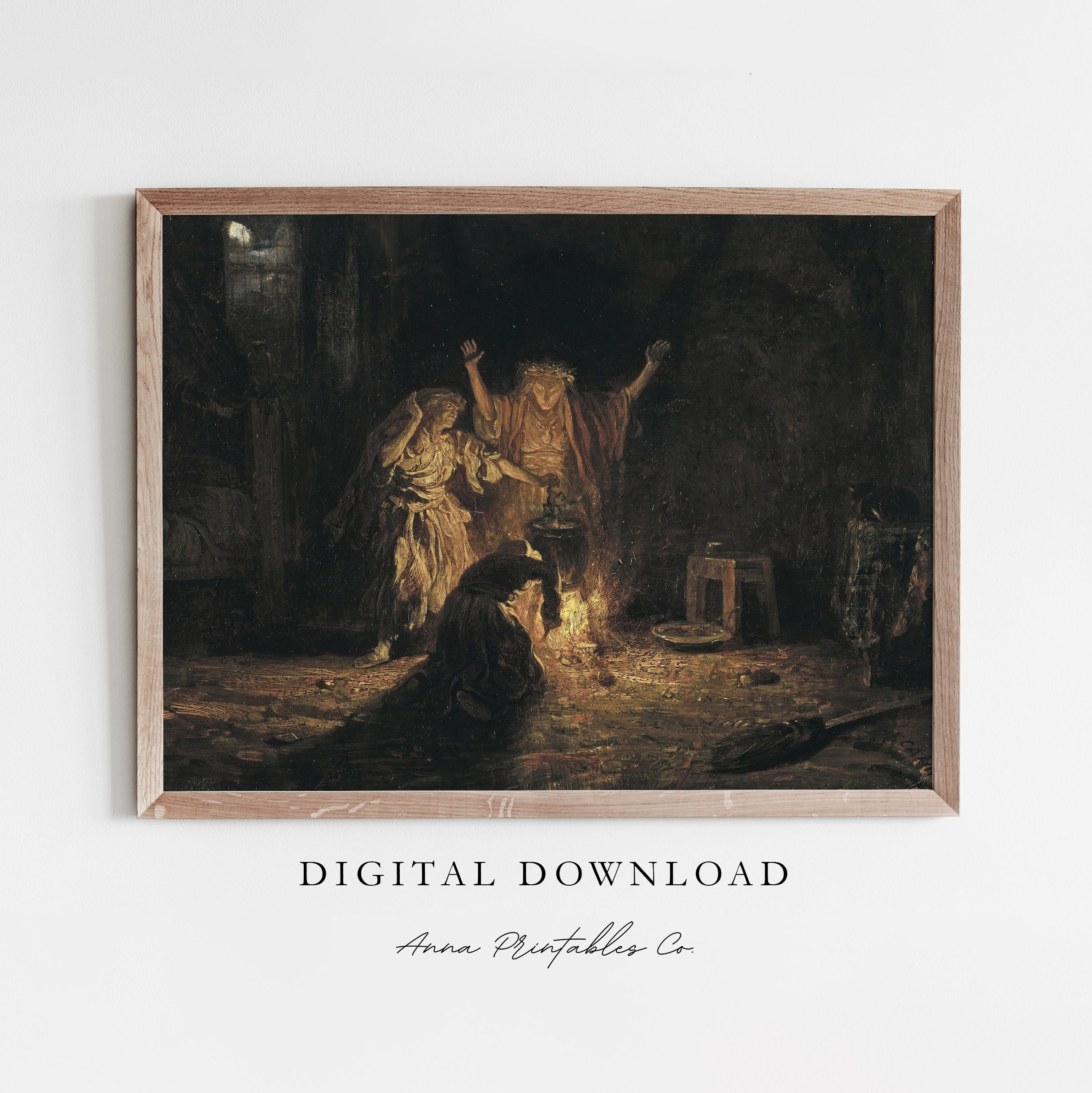 The Witches From Macbeth Vintage Oil Painting Digital Download, Witchy ...