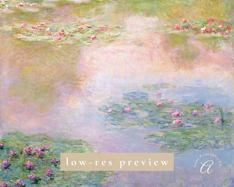 Claude Monet Water Lilies Painting DIGITAL DOWNLOAD | Cottage Farmhouse ...