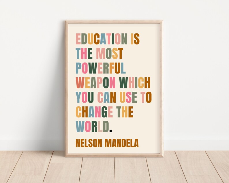 Nelson Mandela Inspirational Education Quote Digital Download - Etsy