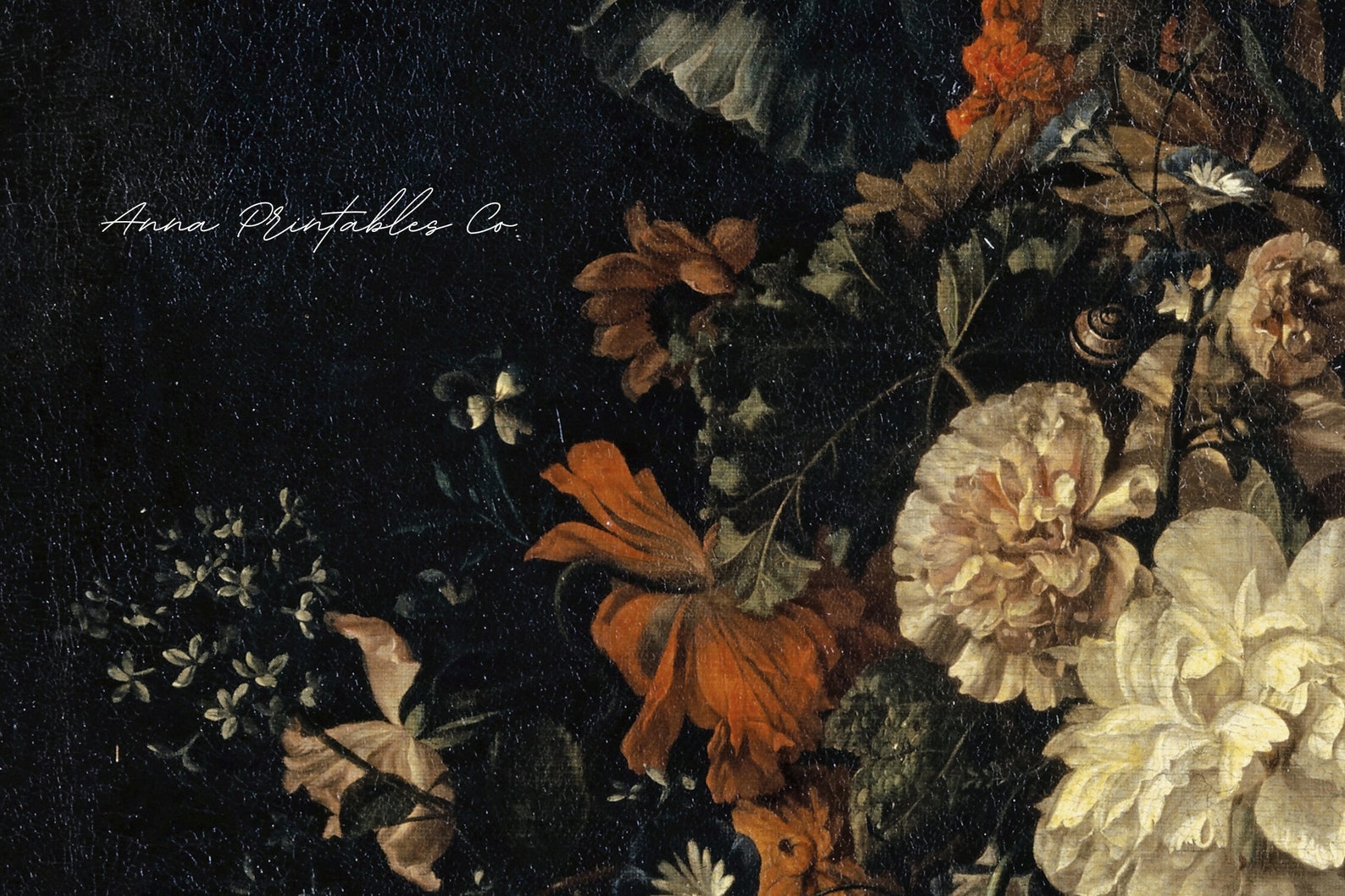 Dark Academia Antique Oil Painting Wall Art Moody Floral - Etsy