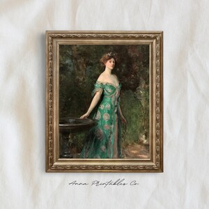 The Duchess | Vintage Portrait Painting of Woman in Emerald for Digital ...