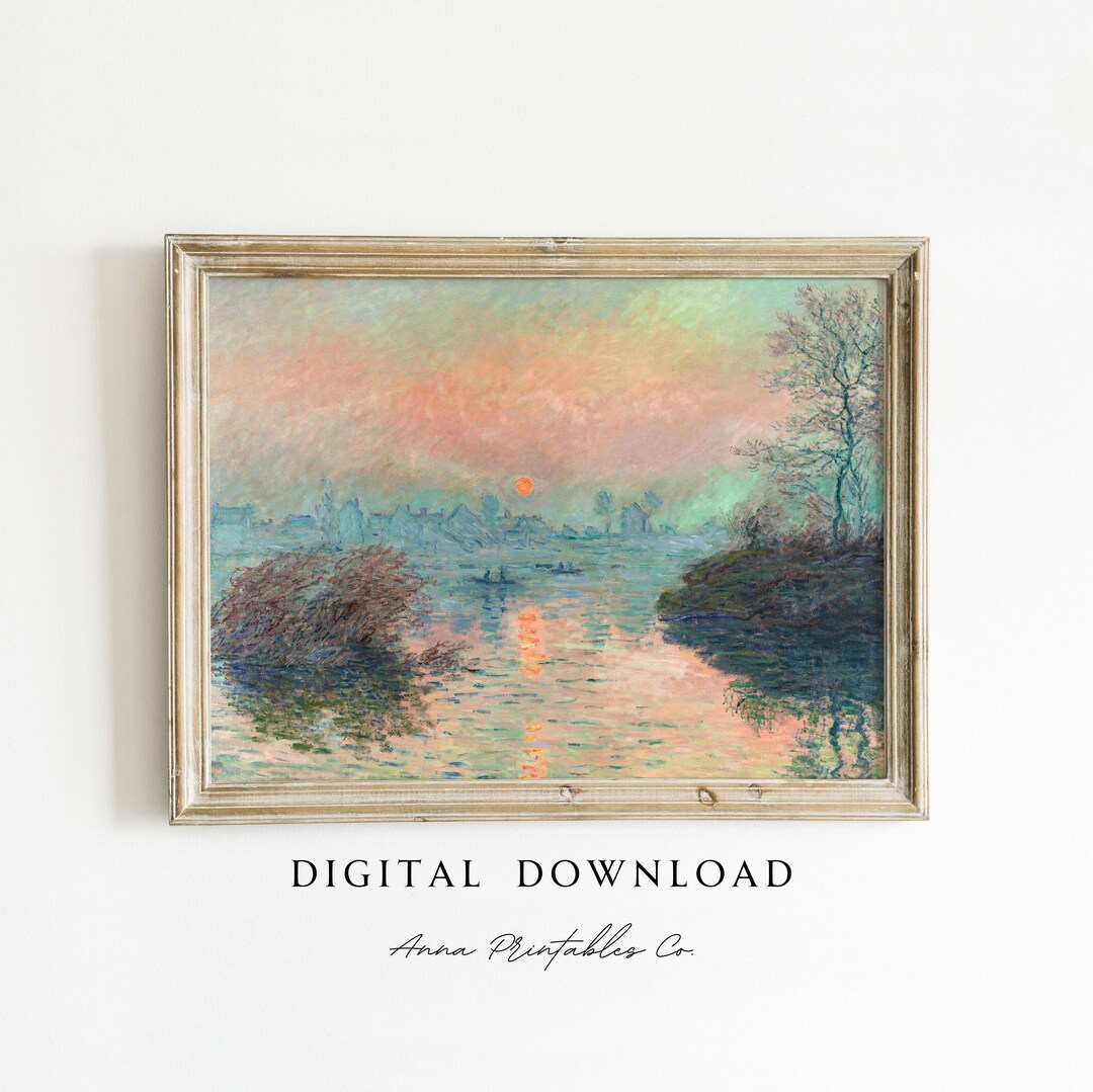 Claude Monet Sunset Scene Painting DIGITAL DOWNLOAD | Antique ...