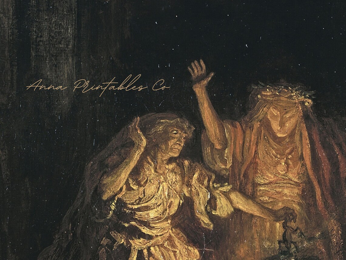 The Witches From Macbeth Vintage Oil Painting Digital Download, Witchy ...
