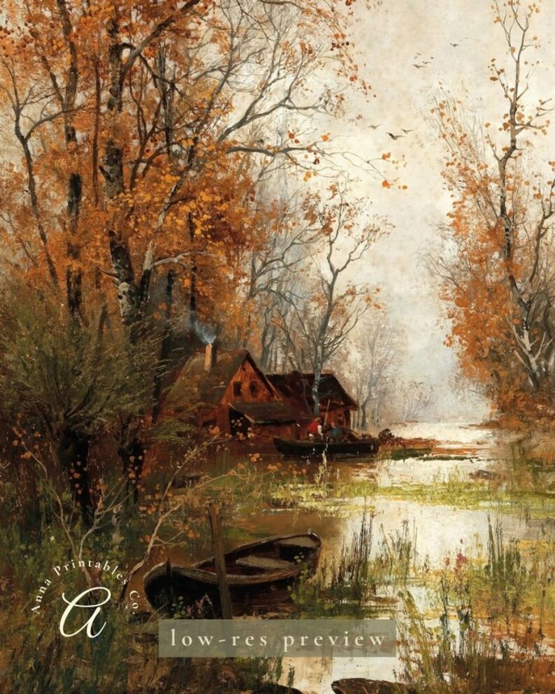 Antique Autumn Painting DIGITAL DOWNLOAD | Vintage Fall Printable Wall ...