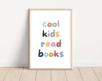 Cool Kids Read Books, Read Quote Sign, Book Lover Gift Idea, Kids Wall ...