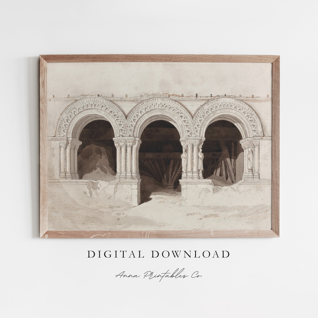Arches | Classical Architecture Watercolor Painting for Digital ...