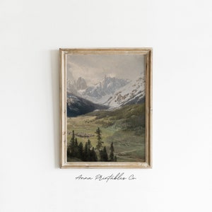 Vintage Mountain Scene Set of 2 Prints | Antique Landscape Painting ...