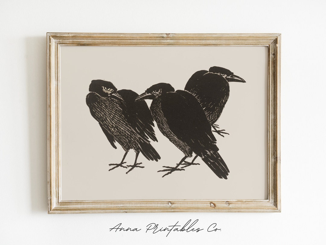 A Murder of Crows Antique Crow Drawing Art Print for Digital - Etsy