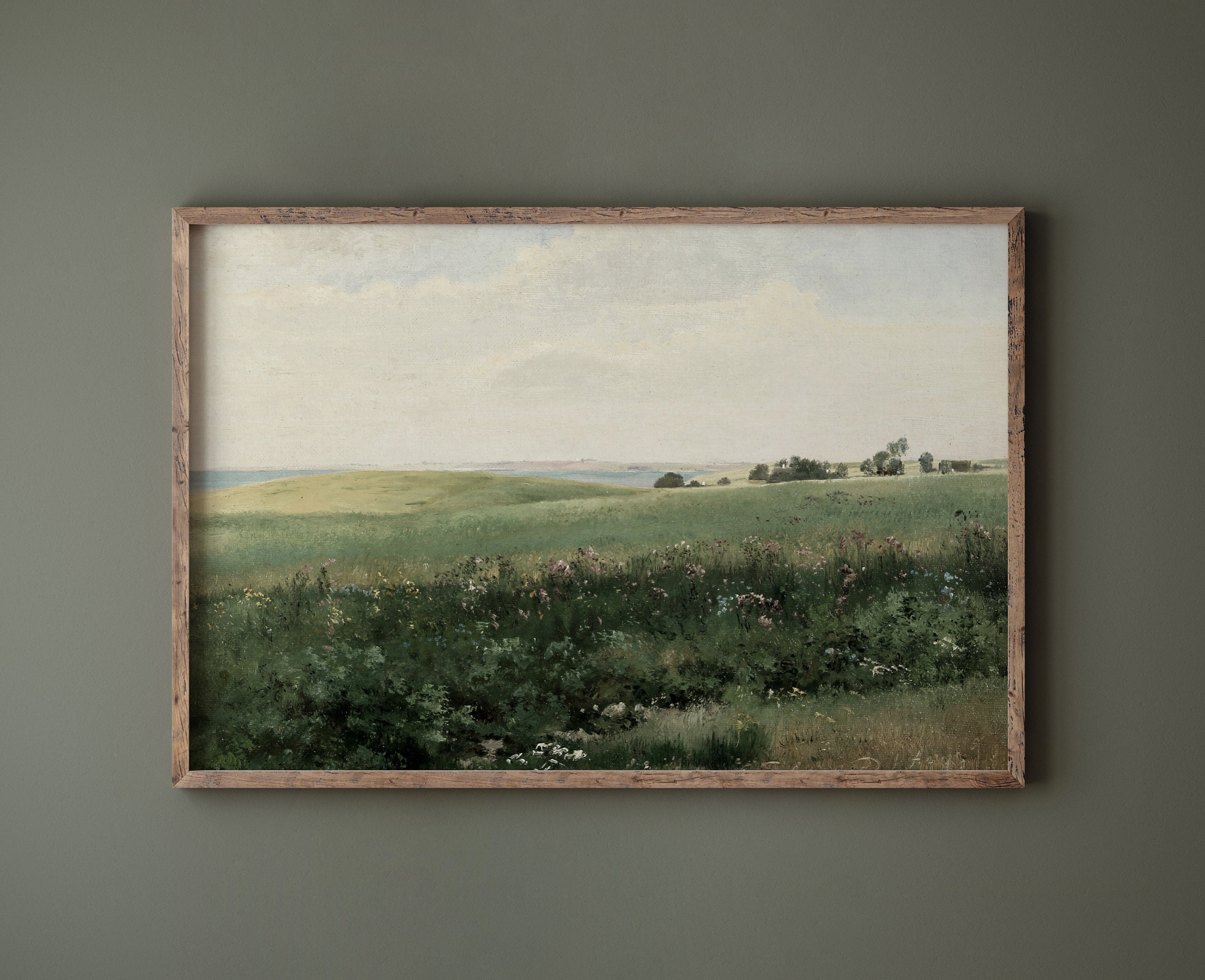 Green Pastures | Antique Countryside Landscape Painting for Digital ...
