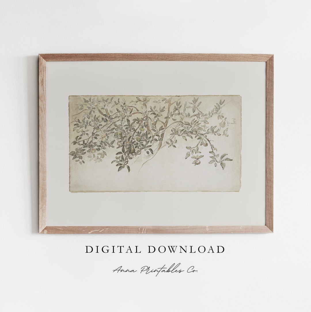 Apple Tree Banner | Antique Rustic Tree Branch Watercolor Drawing ...