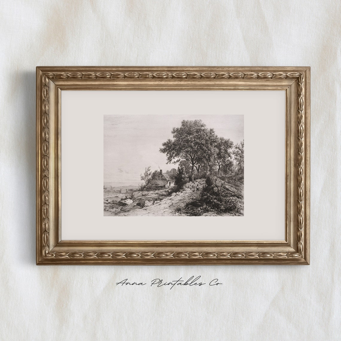Path by a Cottage | Antique Landscape Sketch for Digital Download ...