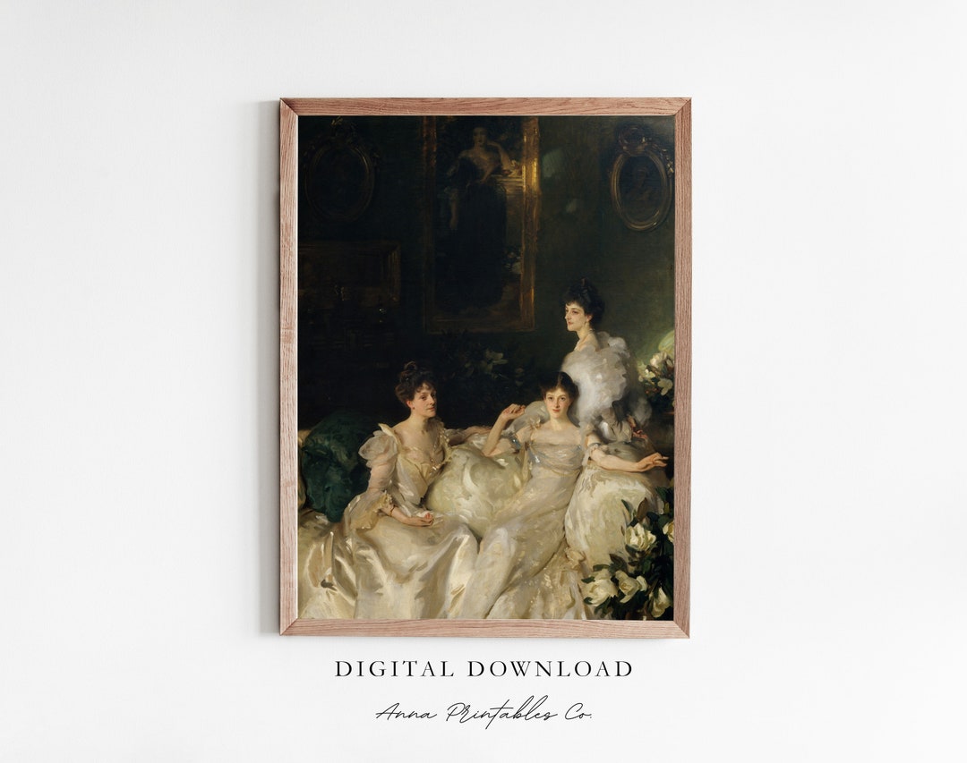 Elegance | Vintage Oil Painting of 3 Victorian Women for Digital ...