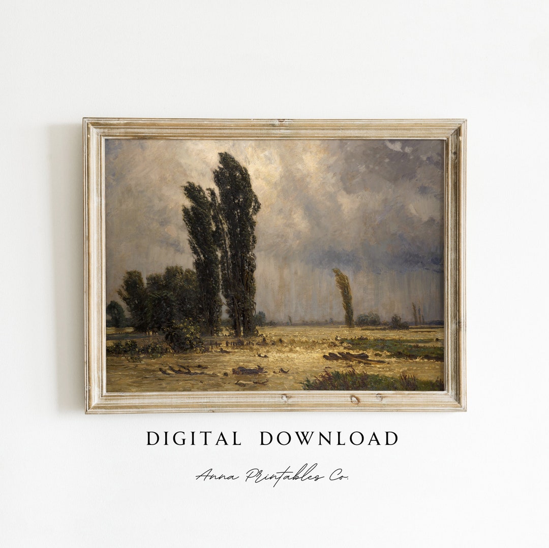 Vintage Moody Windswept Landscape Painting DIGITAL DOWNLOAD | Country ...
