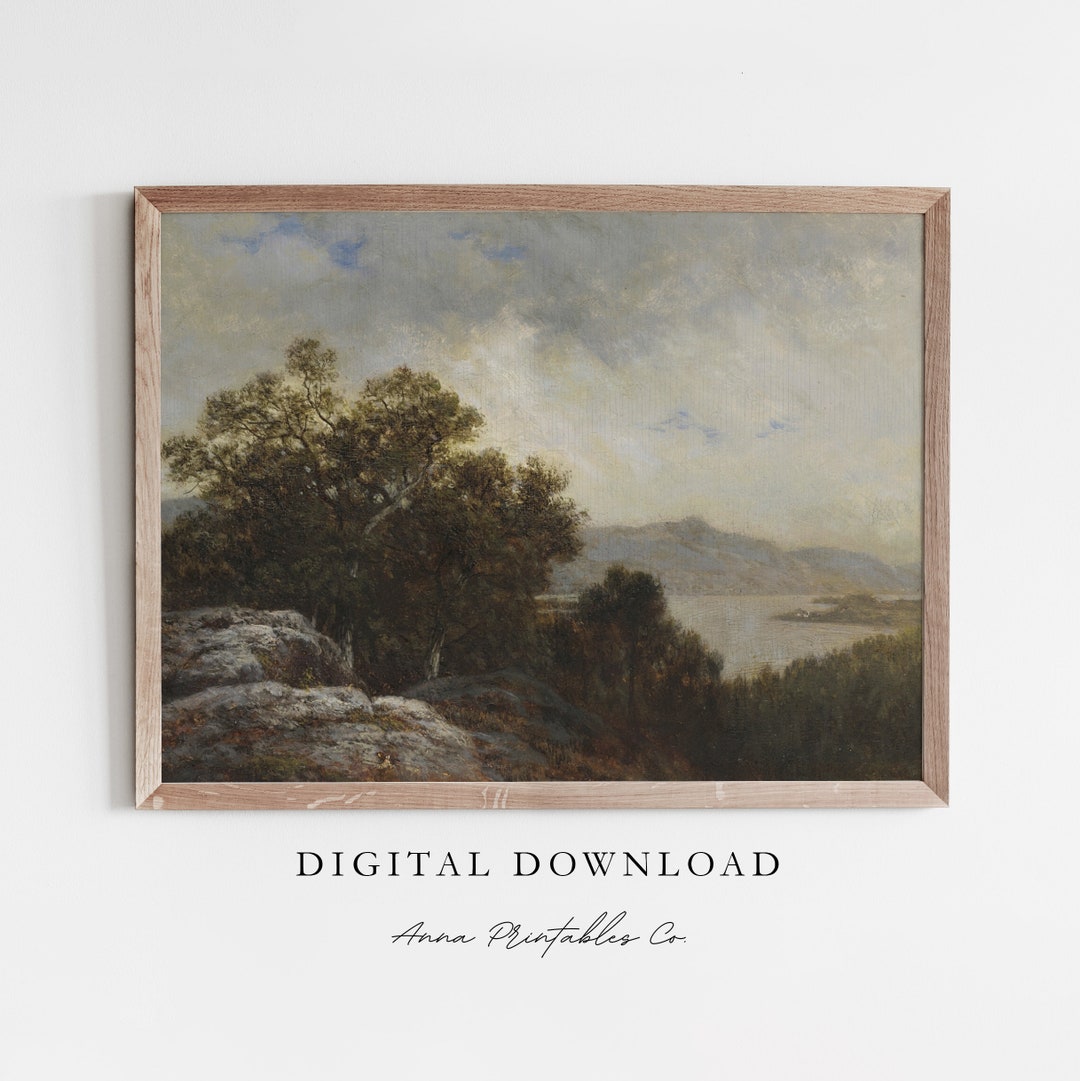 Lake Overlook | Antique Landscape Painting for Digital Download ...