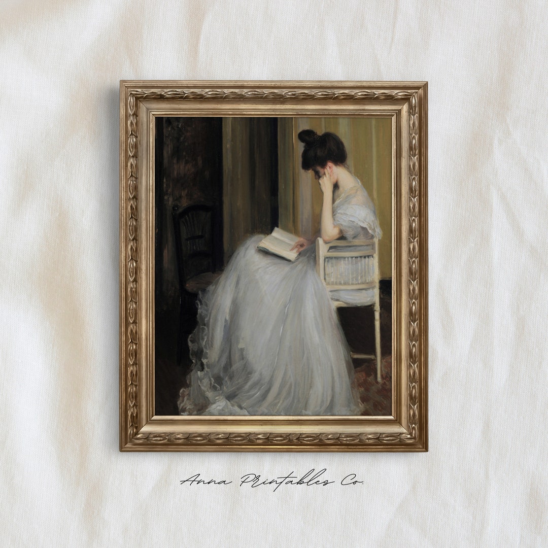 Woman Reading Vintage Art Print Digital Download Bookish Art - Etsy