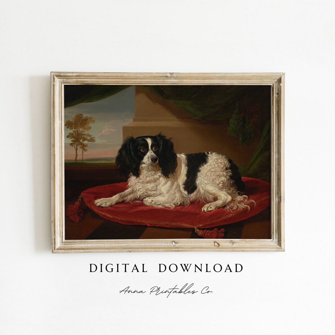 King Charles Spaniel Painting DIGITAL DOWNLOAD | Vintage Dog Printable ...