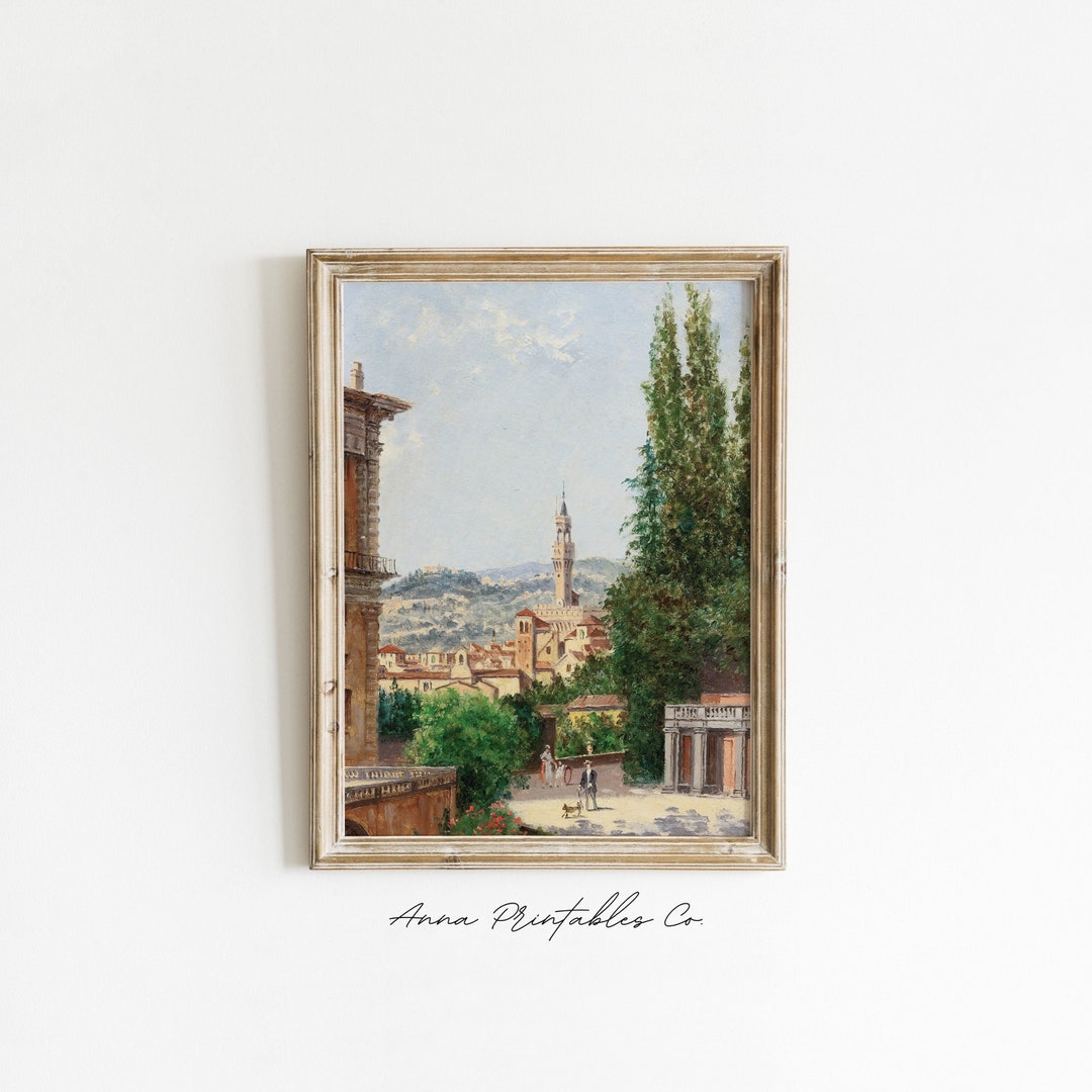 Florence Antique Italian Cityscape Painting for Digital - Etsy