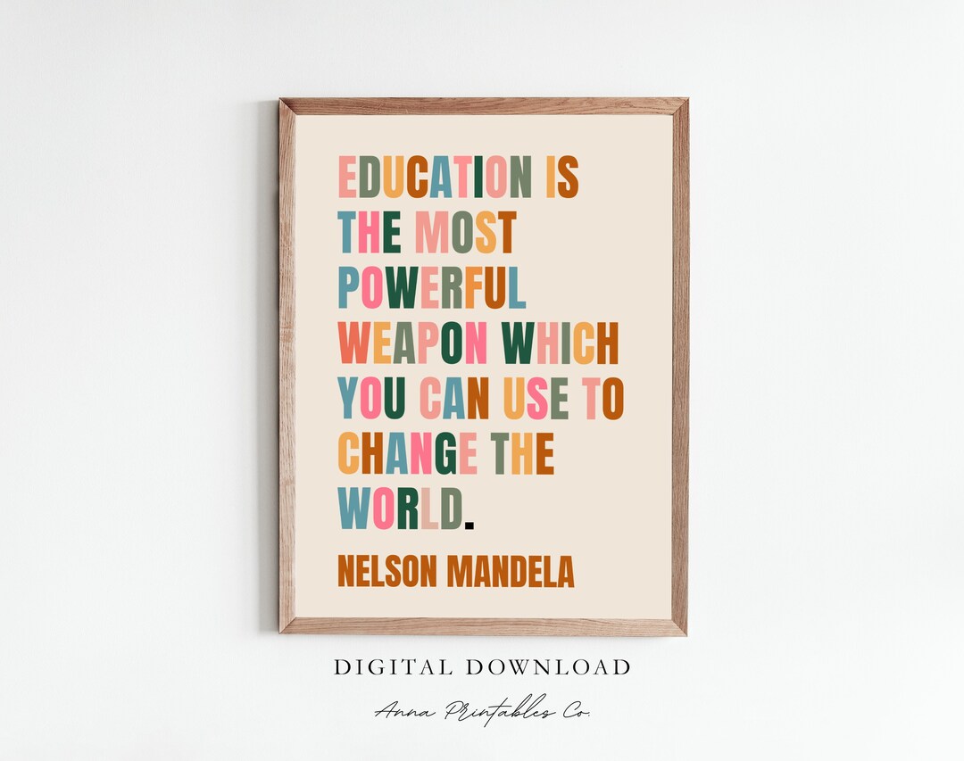 Nelson Mandela Inspirational Education Quote Digital Download ...